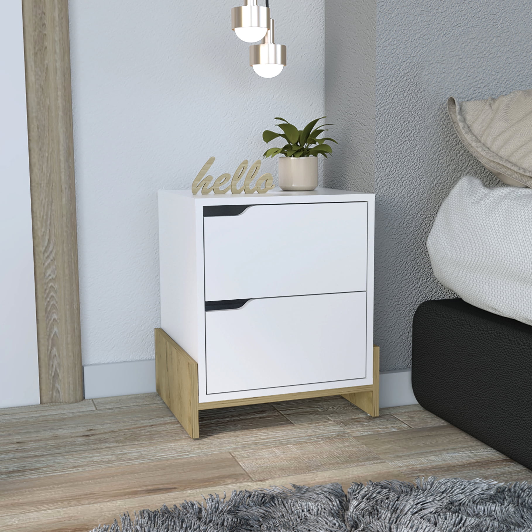 Modern Bedside Stand, 2, Keep Tidy, Stylish, White/ Finish Bedroom ...