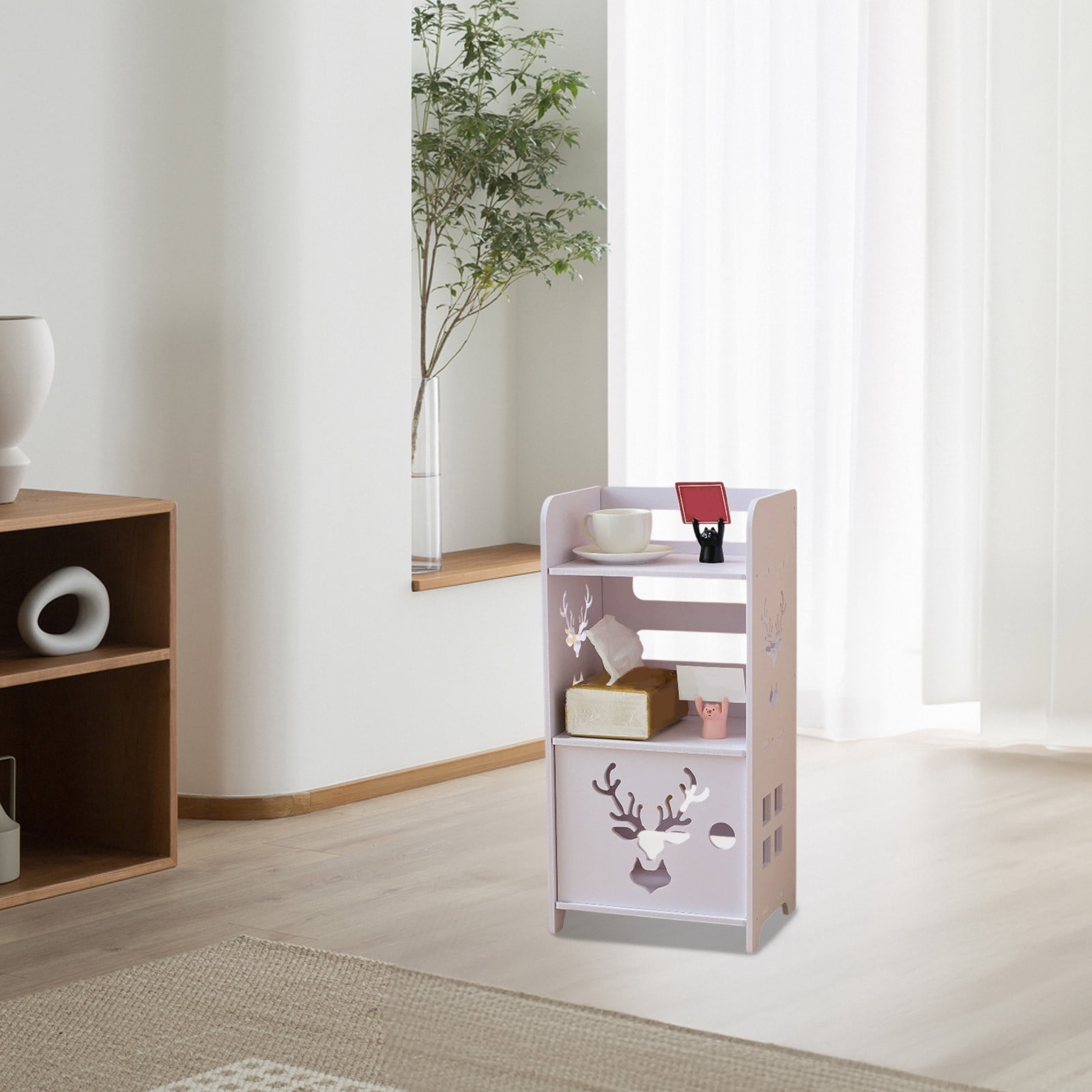 Modern Bedside Table Compact Storage Cabinet Minimalist Nightstand for ...