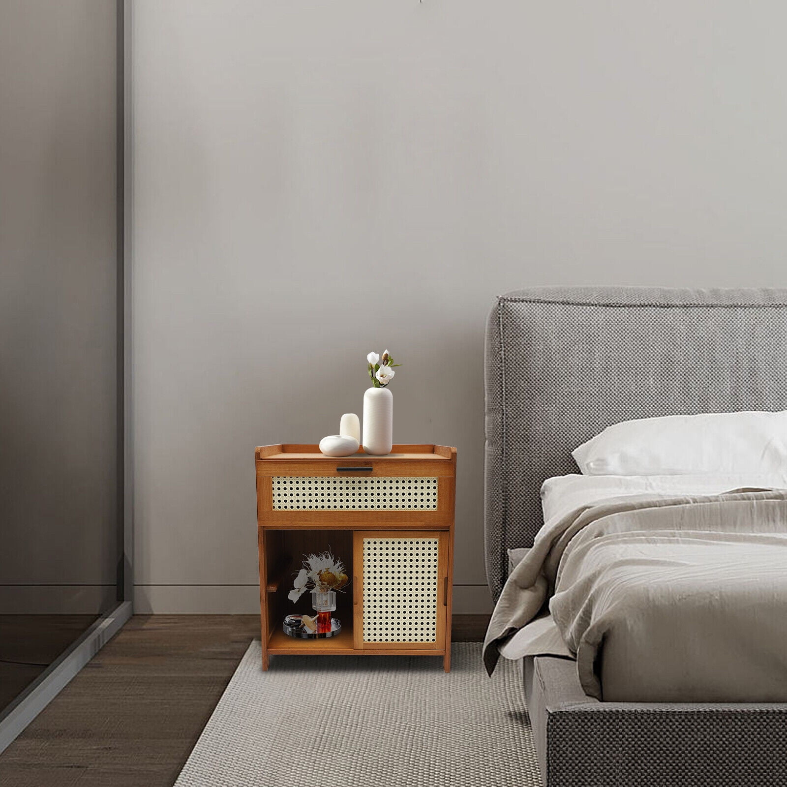 Modern Bedside Table Floor Mount Nightstand Bedroom Painting Sofa Side ...