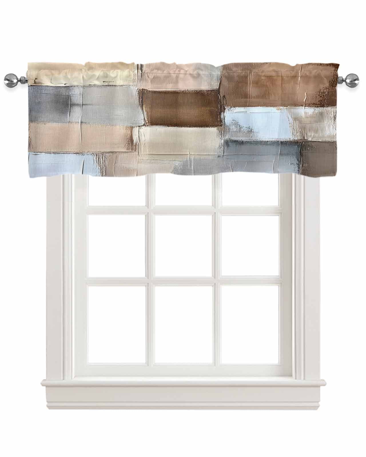 Modern Beige Brown Kitchen Valances for Windows Farmhouse Linen Window ...