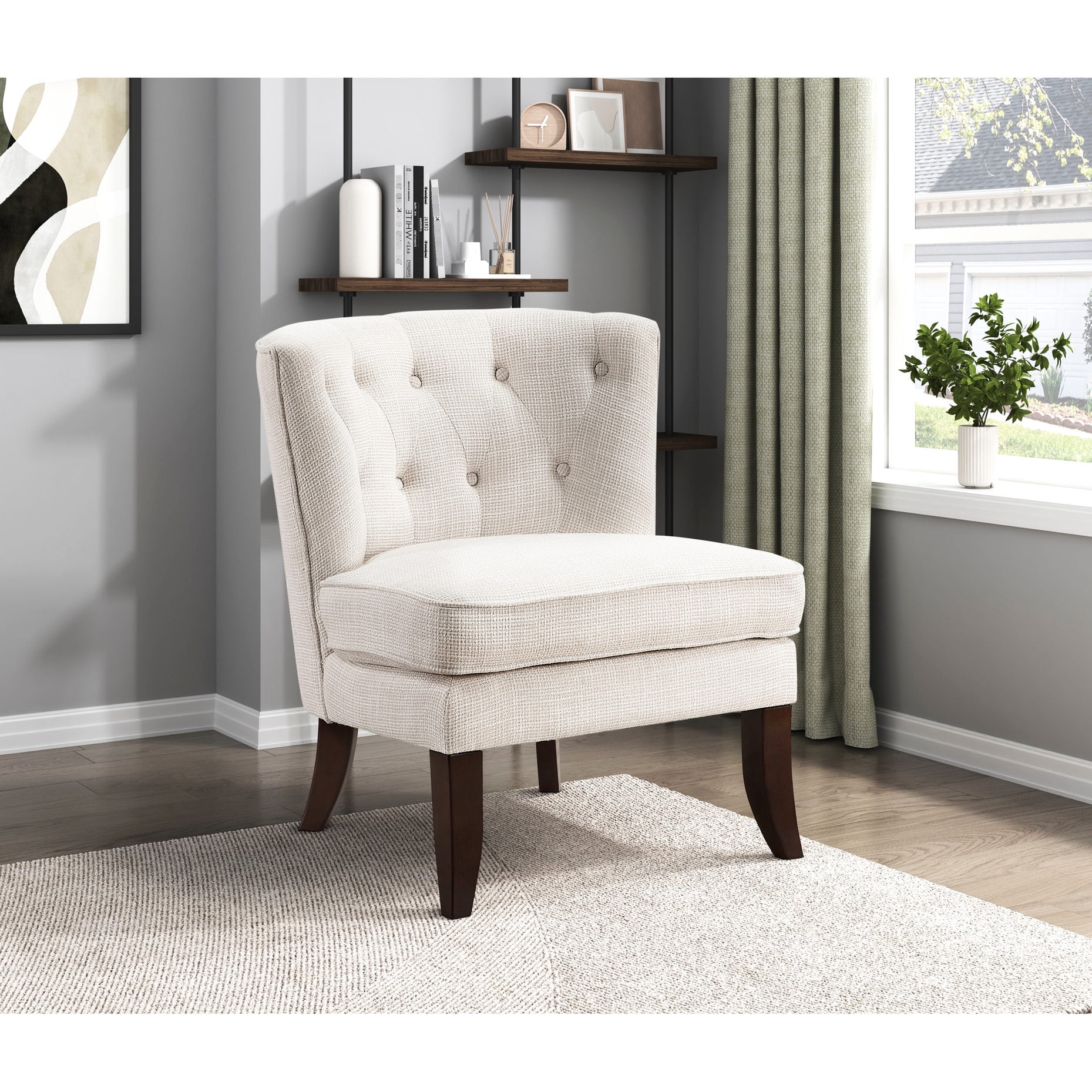 Modern Beige Chair | Blend into Various Home Interiors | Solid Wood ...