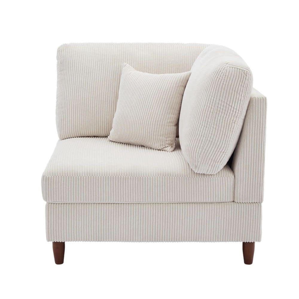 Modern Beige Corduroy Fabric Right Arm Facing Sectional Corner Arm ...