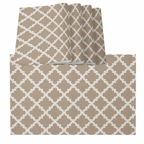 Modern Beige Geometric Placemats for Dinning Table Set of 4, Abstract ...