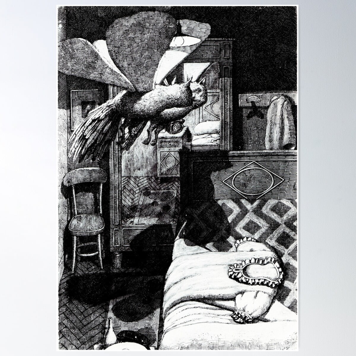 Modern Bestiary (Cat And Butterfly) Poster Wall Art, Modern Wall Decor ...