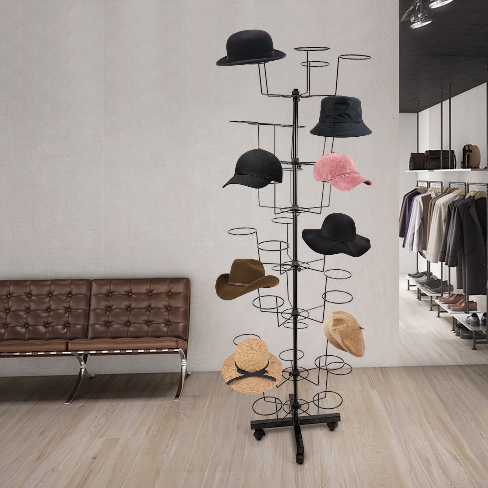 Modern Black 7-tier Hat Rack Designed for Hanging Hats and Wigs in An ...