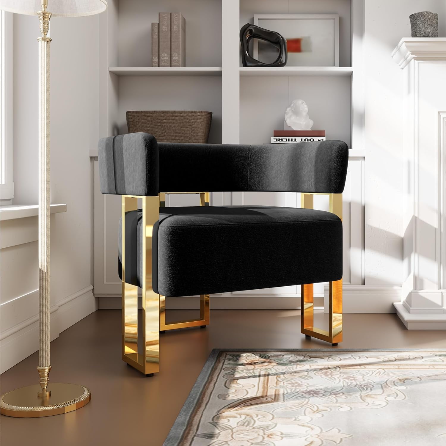 Modern Black Accent Chair Set of 2, Bucket Chairs Set of 2, Arm Chairs ...