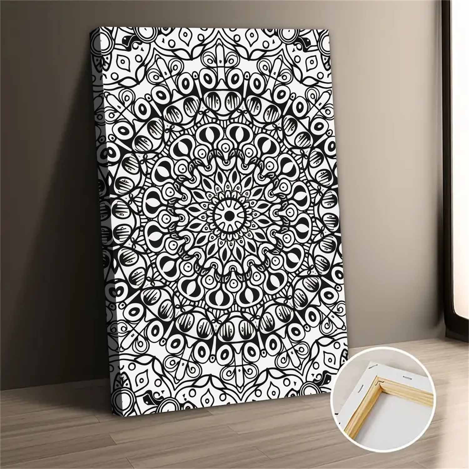 Modern Black And White Mandala Canvas Wall Art For Living Room Bedroom ...