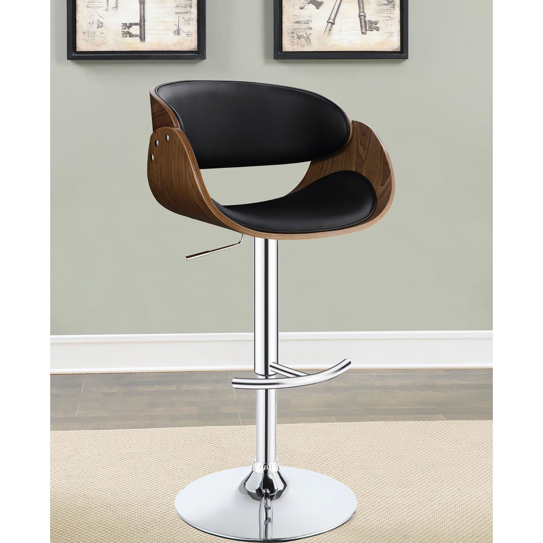 Modern Black Bar Stool With Adjustable Feature - Comfortable For Dining ...