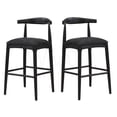 Modern Black Fabric Bar Stools Set of 2, Mid Century Style Kitchen ...