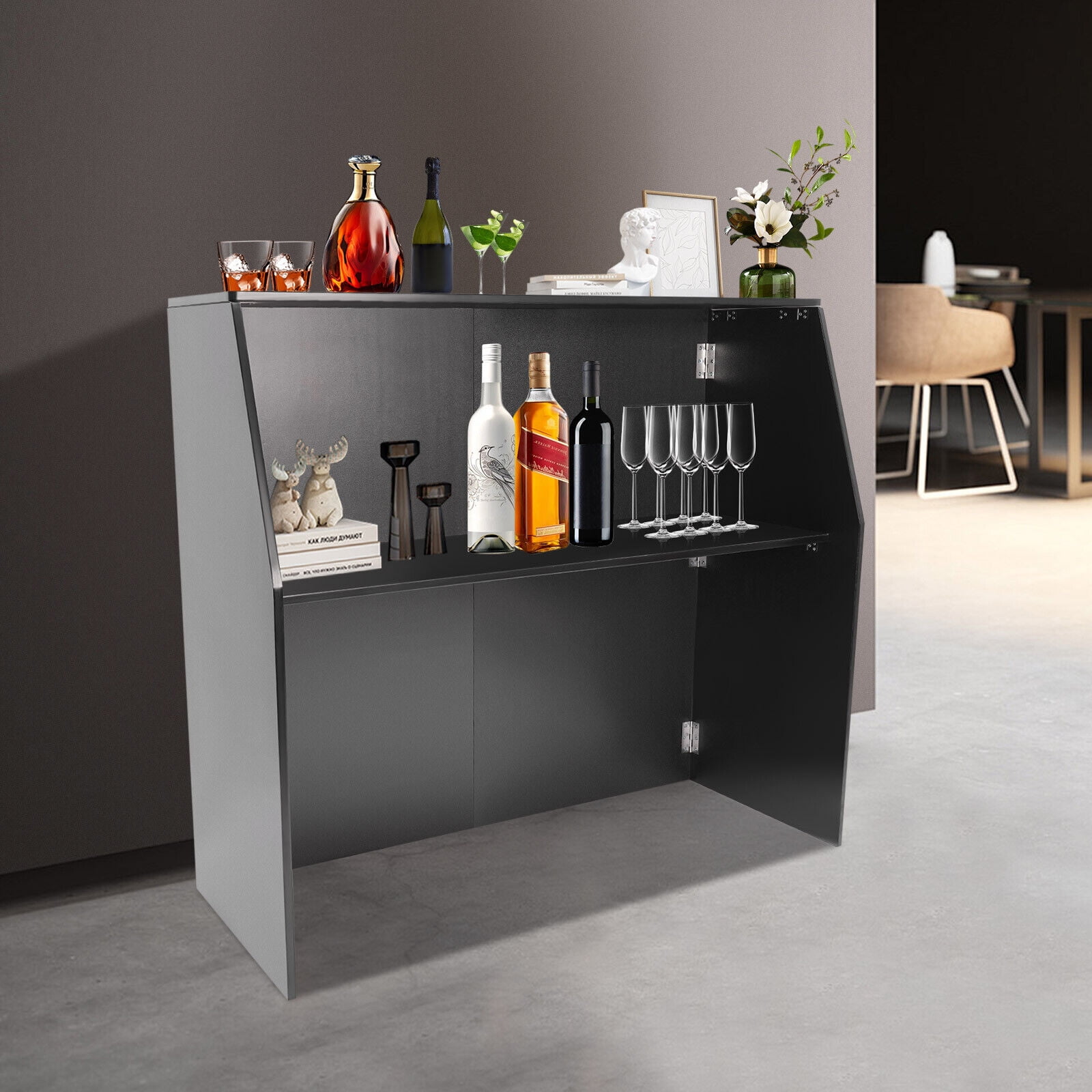 Modern Black Foldable Bar, Portable Event Bar, Portable Bar Cabinet ...