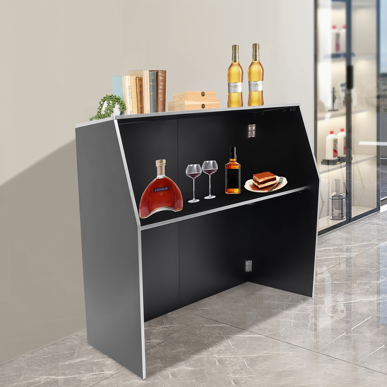 Modern Black Foldable Bar, Portable Event Bar, Portable Bar Cabinet ...