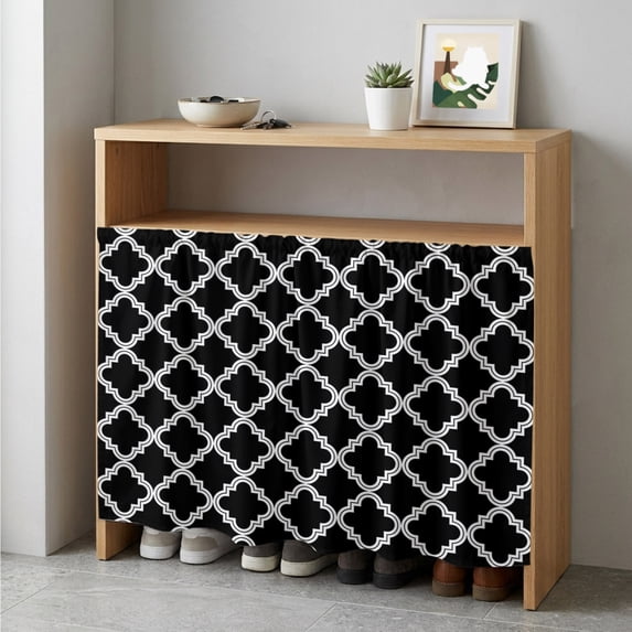 Modern Black Geometric Cabinet Curtain 35"Wx35"L,Dustproof Under Sink ...