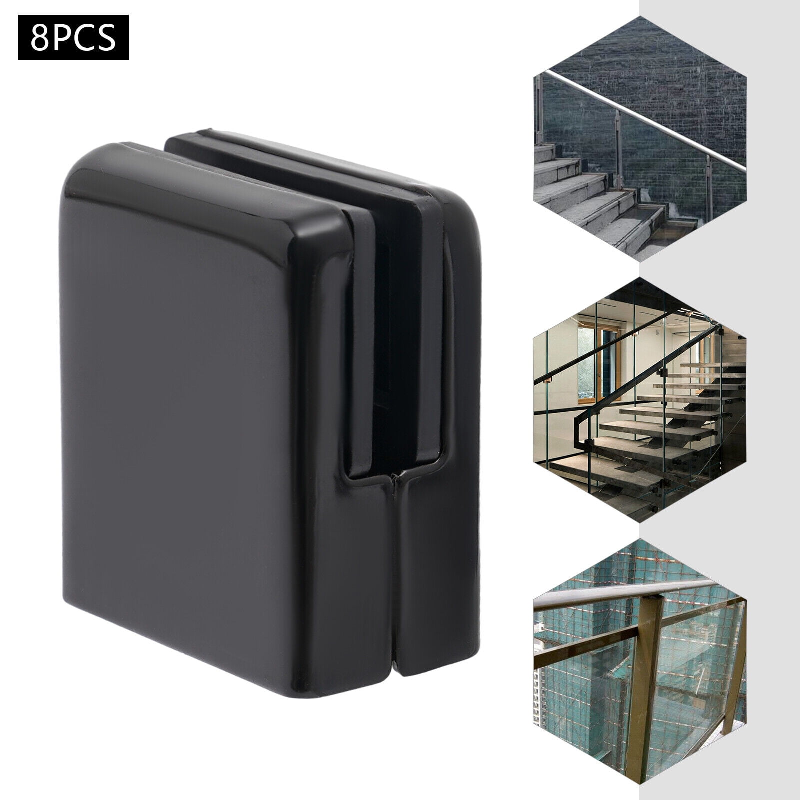 Modern Black Glass Clamp Clip, Stainless Steel Glass Clamp Clip, 8 pcs ...