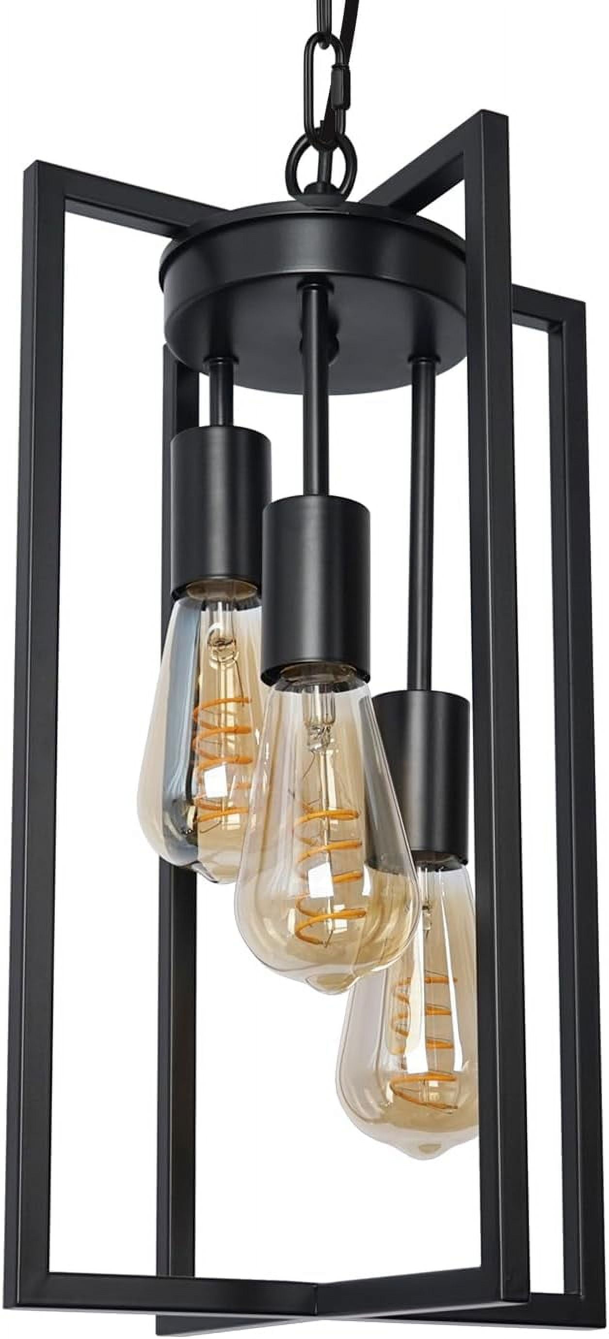Modern Black Industrial Farmhouse Pendant Lighting, Rectangle Metal ...