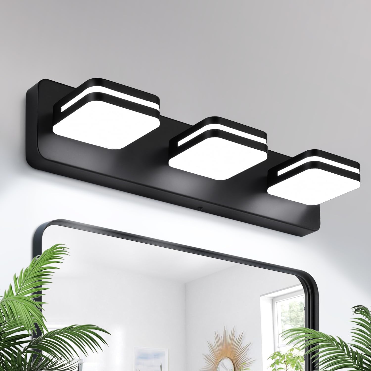 Modern Black LED Bathroom Vanity Light, 3-Light Bathroom Lighting ...