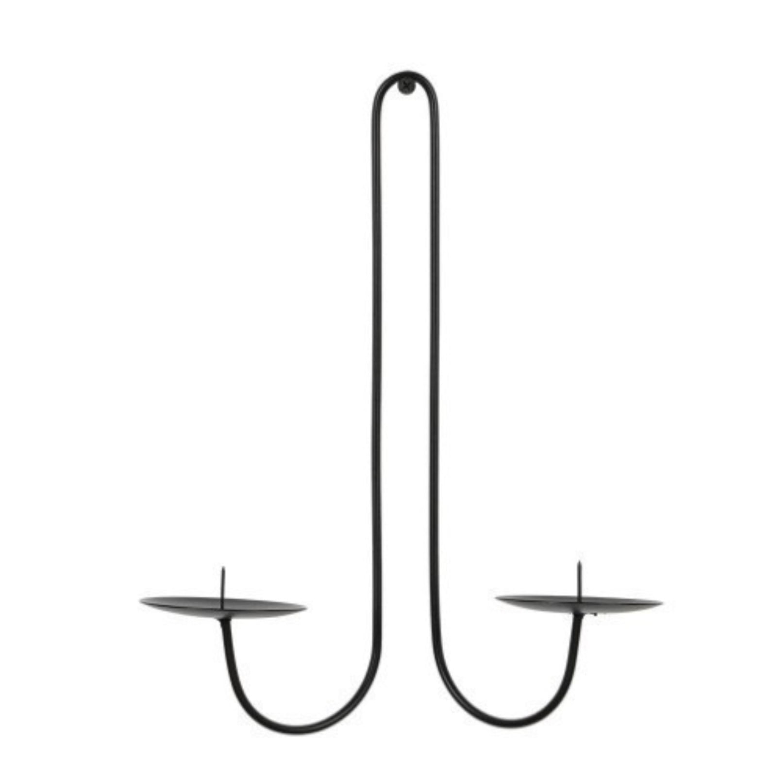 Modern Black Metal Wall Candle Holder Dual Sconce Design for Home Decor ...
