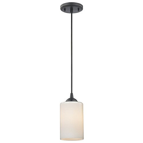 Modern Black Mini-Pendant Light with Opal White Cylinder Glass - Walmart.com