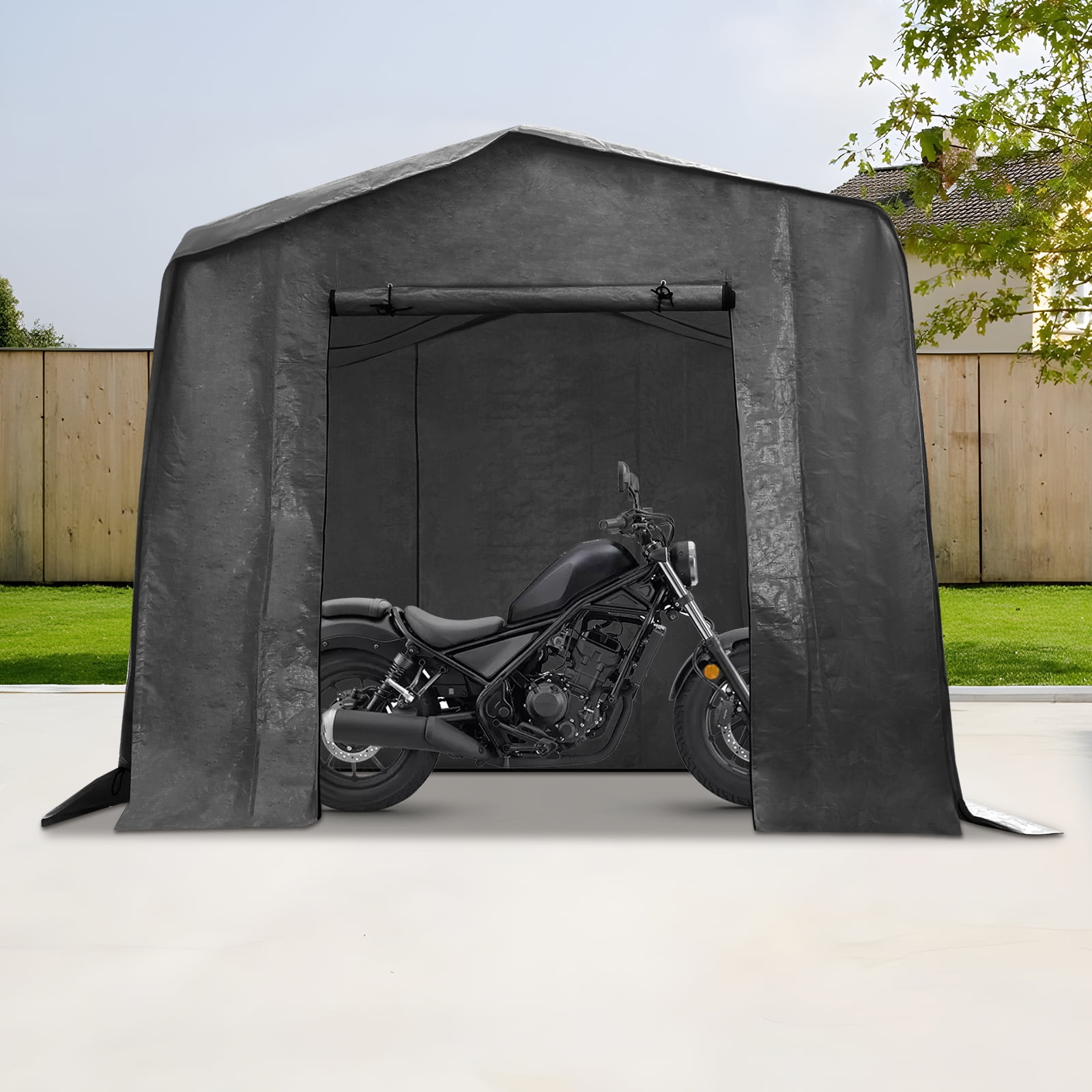 Modern Black Motorcycle Outdoor Storage Shed 10*6*6ft Carport with Roll ...