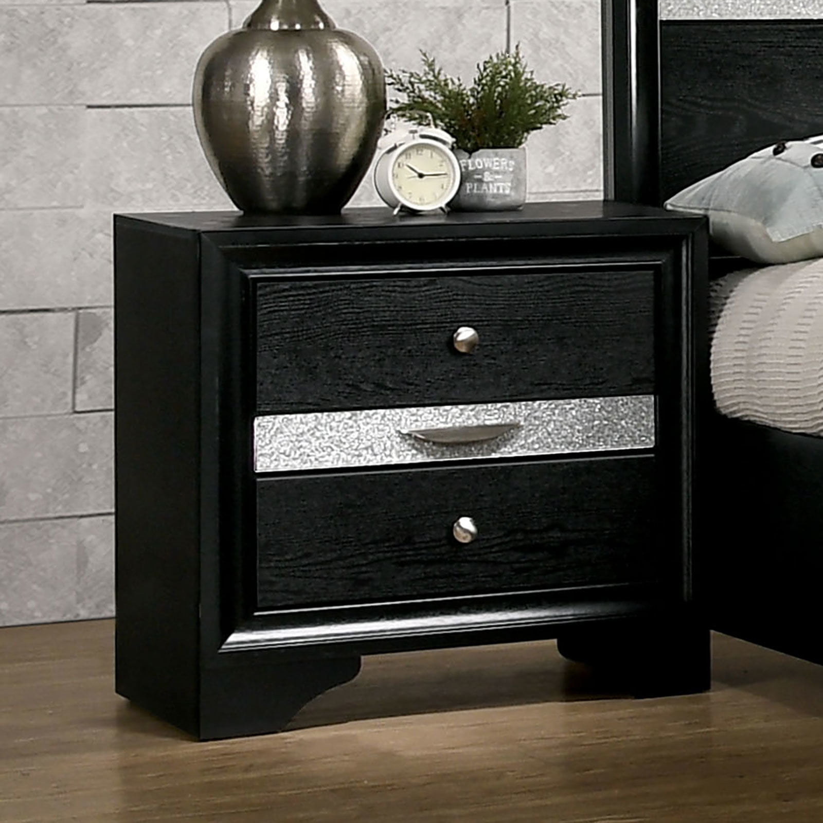 Modern Black Nightstand with Hidden Jewelry Drawer - Upgrade Bedroom ...
