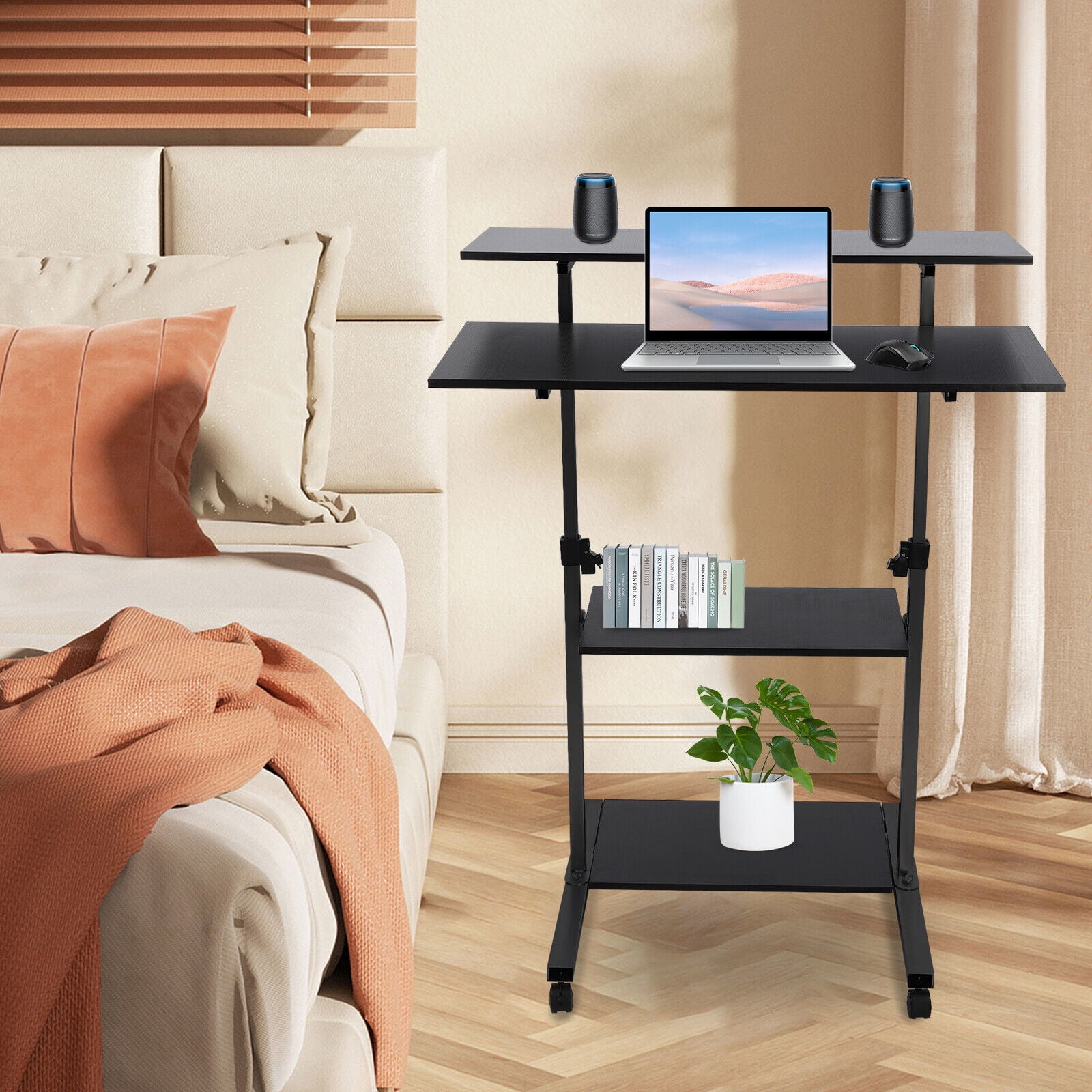 Modern Black Stand Up Desk/Height Adjustable Computer Workstation ...
