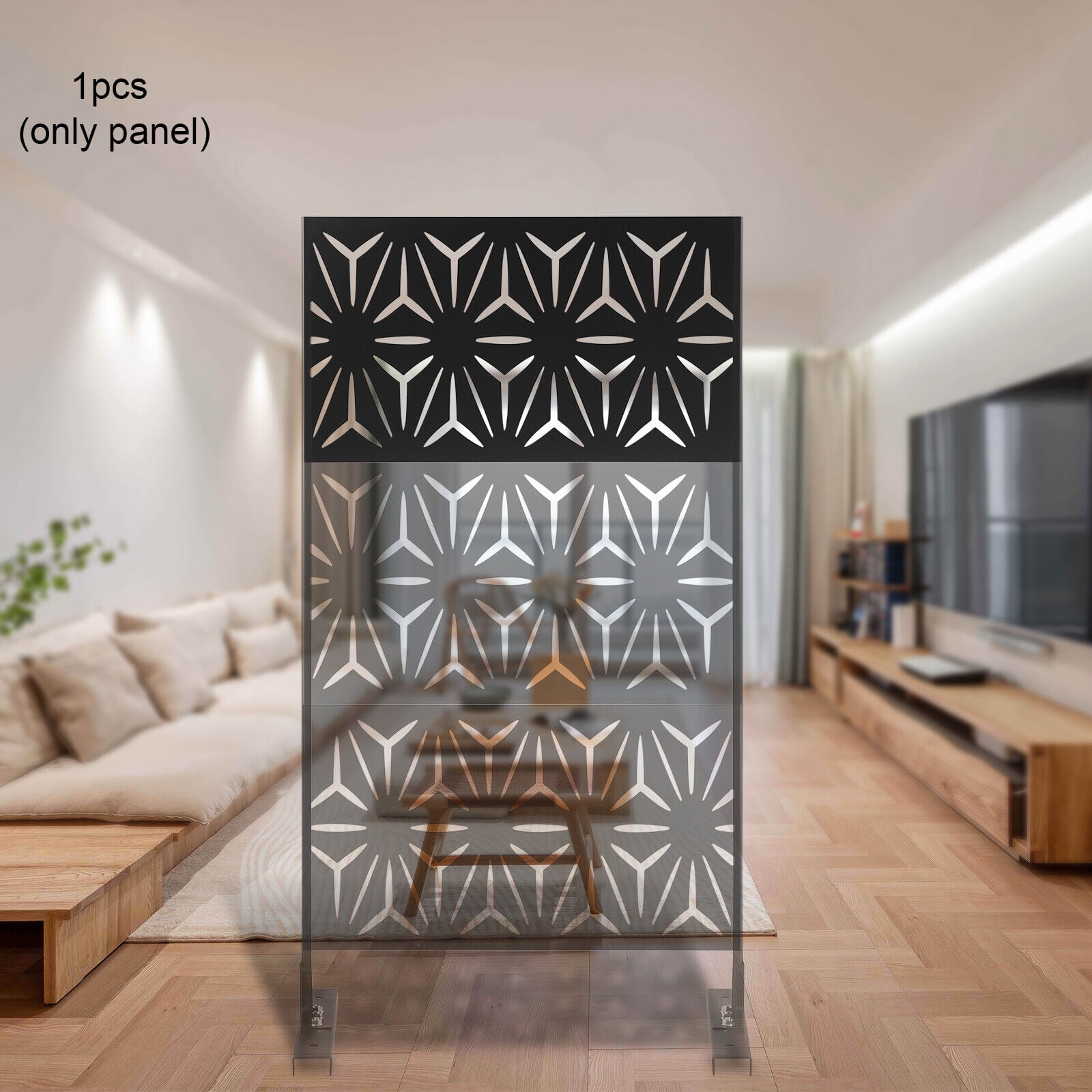 Modern Black Steel Privacy Screen Panel - Decorative, Lightweight ...