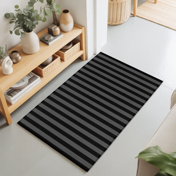 Modern Black Stripe on Gray Rectangle Area Rug 2x3ft,Living Room Rug ...