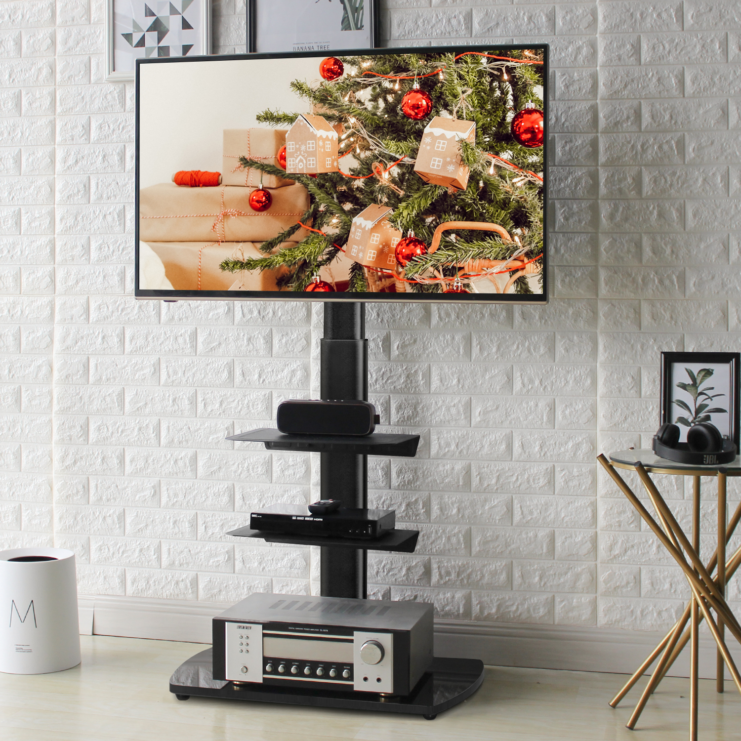 Whalen Payton 3-in-1 Flat Panel TV Stand for TVs up to 65", Brown ...