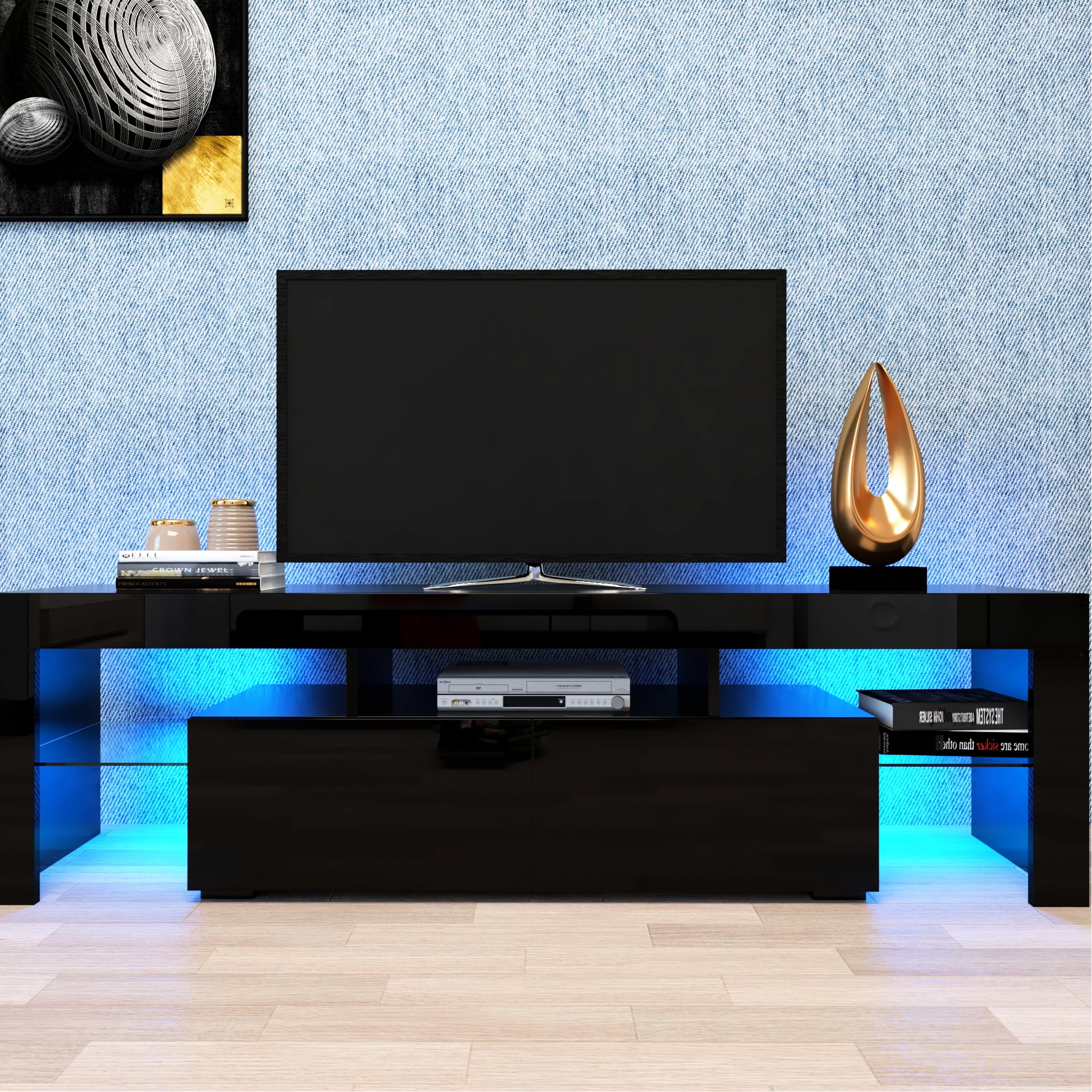 Modern Black Tv Stand For 60 - 69 Inch Flat-screen Tvs With 20-color ...