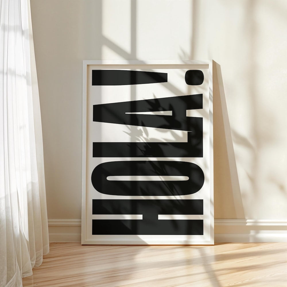 Modern Black Typography Poster Hola, Extra Large Wall Art, Big Bold ...