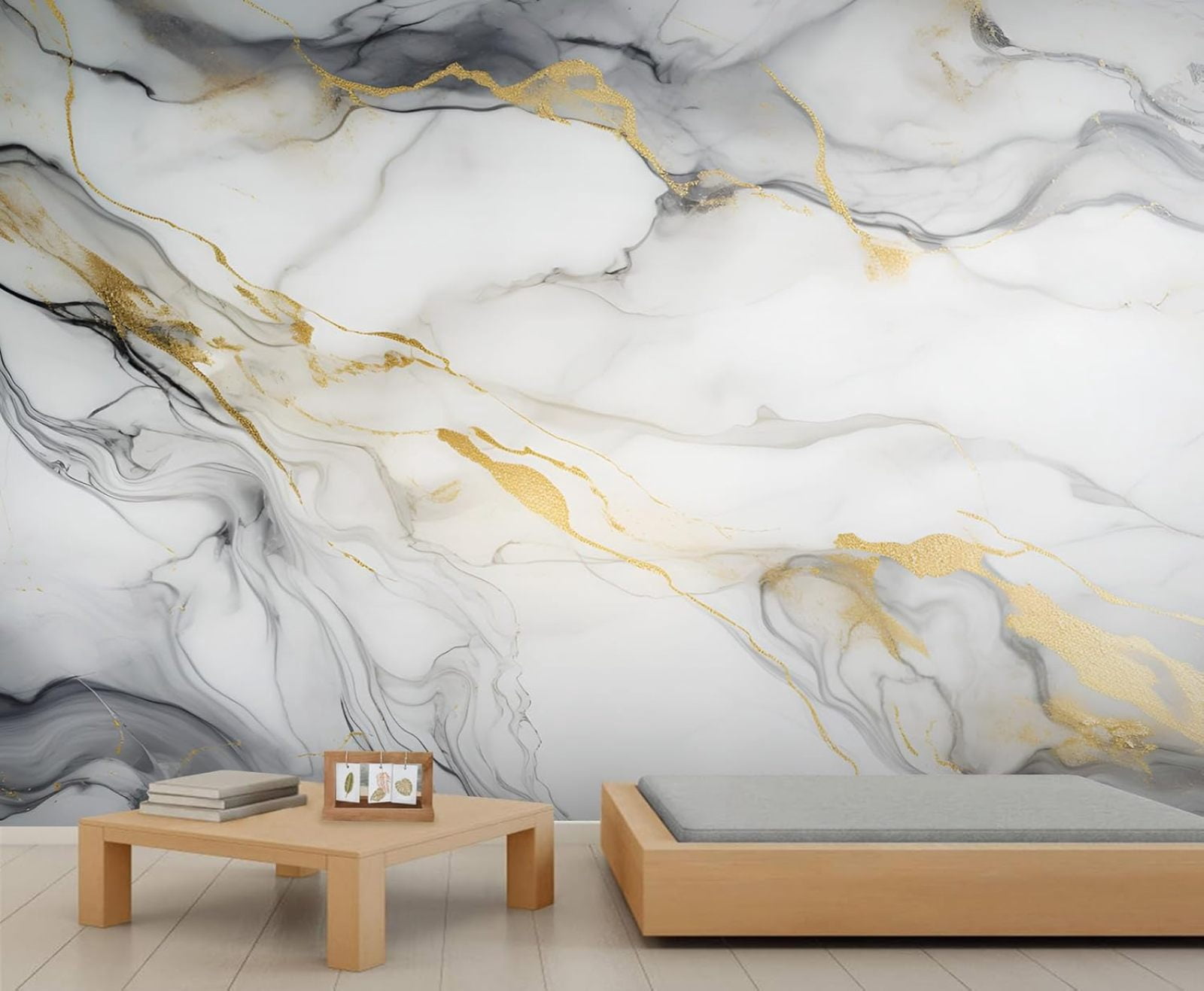 Modern Black And White Marble Texture 3D Wall Murals Wallpaper ...
