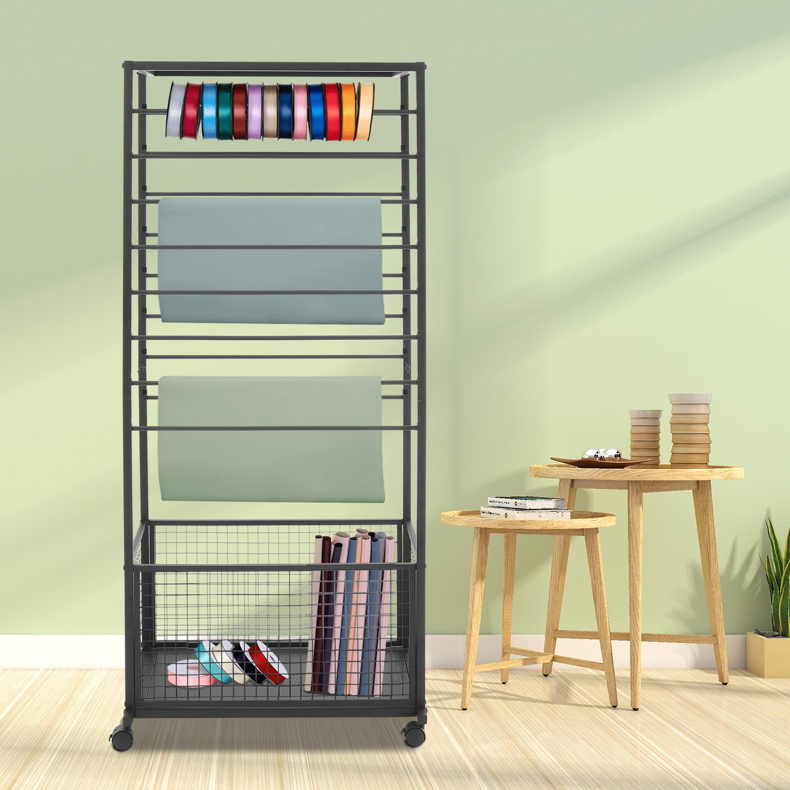 Modern Black/White Ribbon Display Rack – 16 Double-Sided Tiers ...