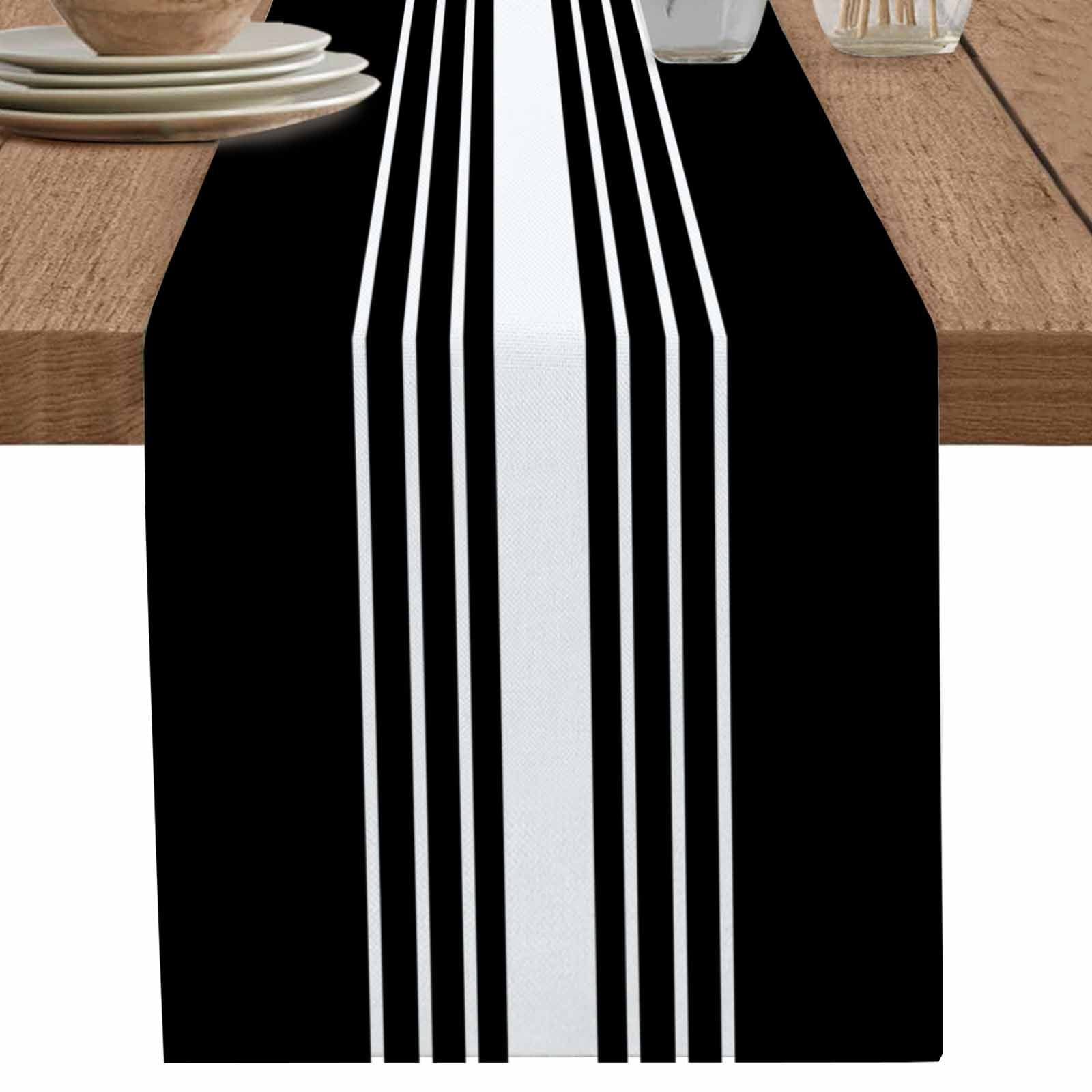 Modern Black White Striped Table Runner-70 Inch Long Abstract ...