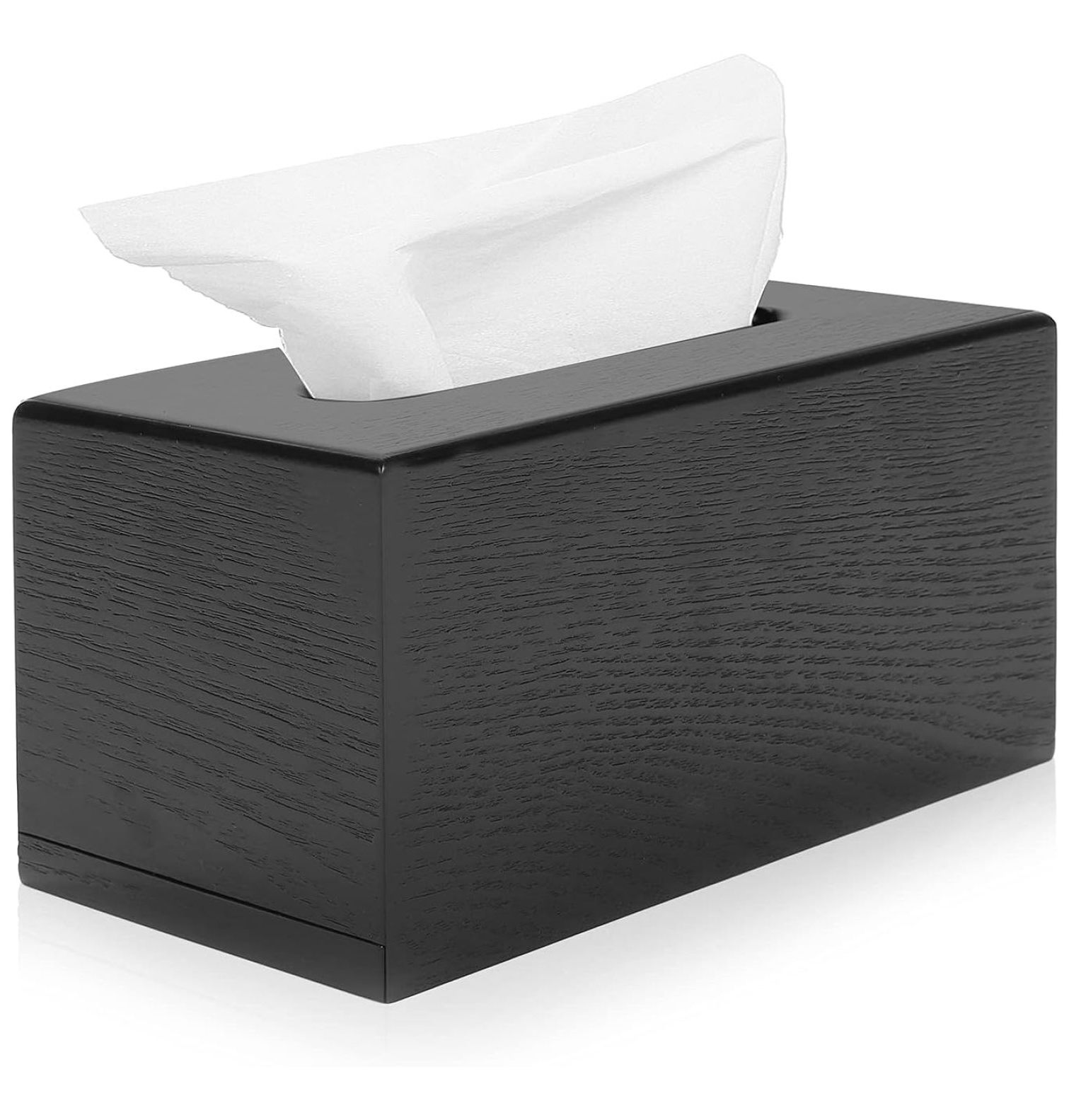Modern Black Wood Grain Tissue Box Cover with Easy Refill Slide Out ...