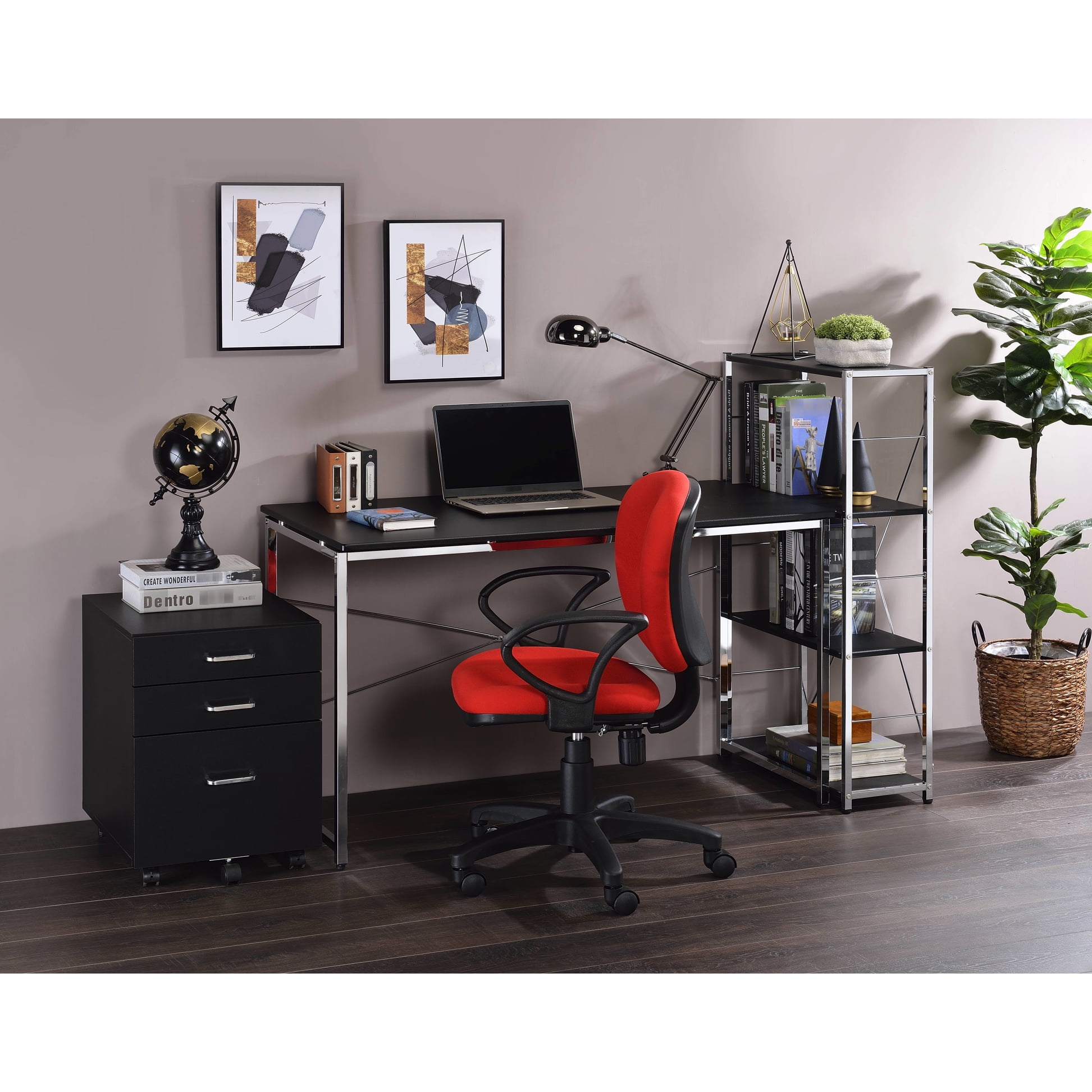 Modern Black & Writing Desk, Rectangular Table With Robust Metal Frame ...