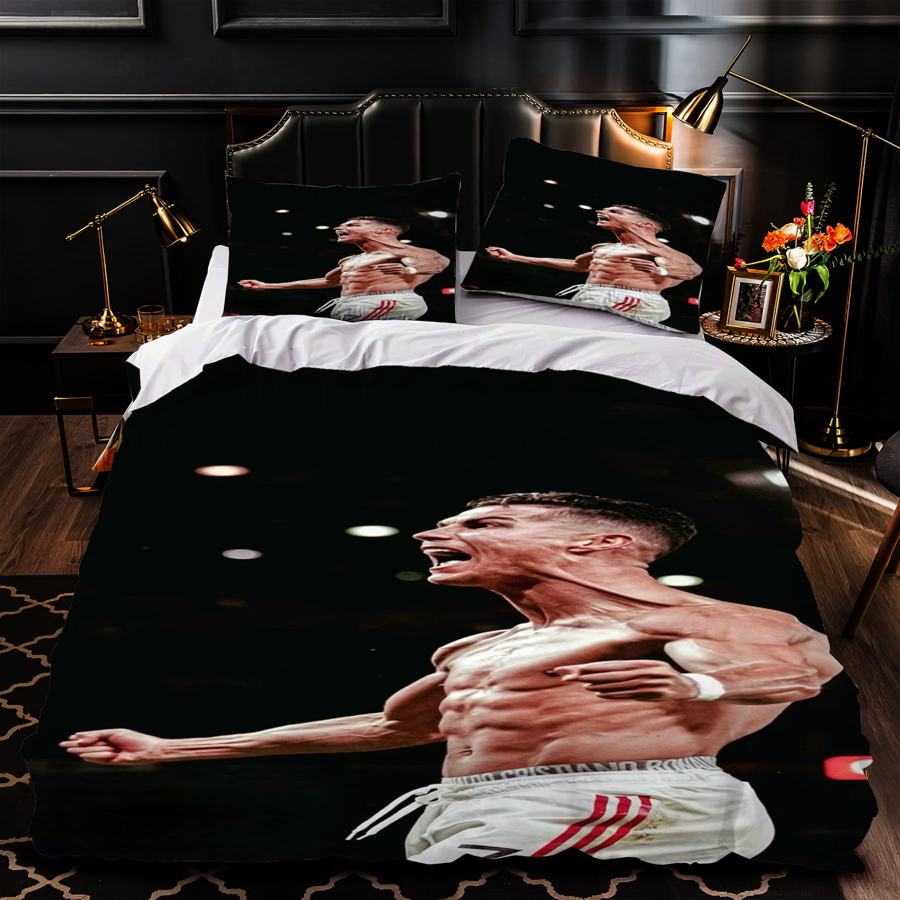 Modern Black and White 3-Piece Duvet Cover Set with Striking Boxing ...