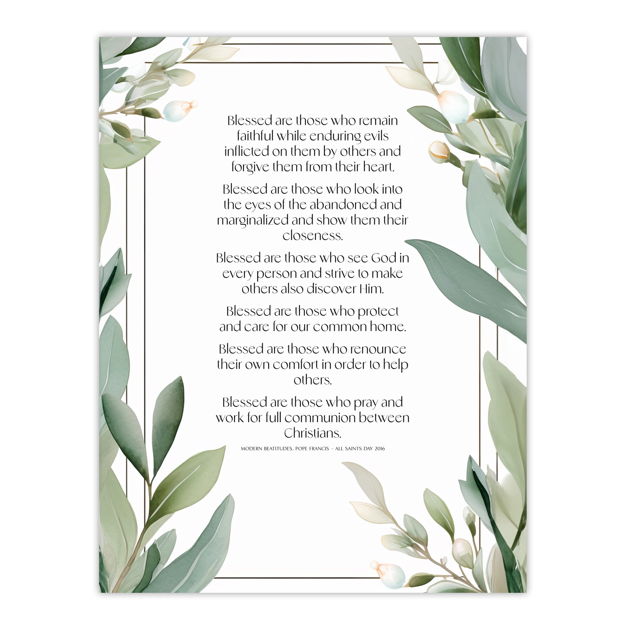 Modern Blessed Beatitudes Green Pope Francis All Saints Day Quote Jesus ...