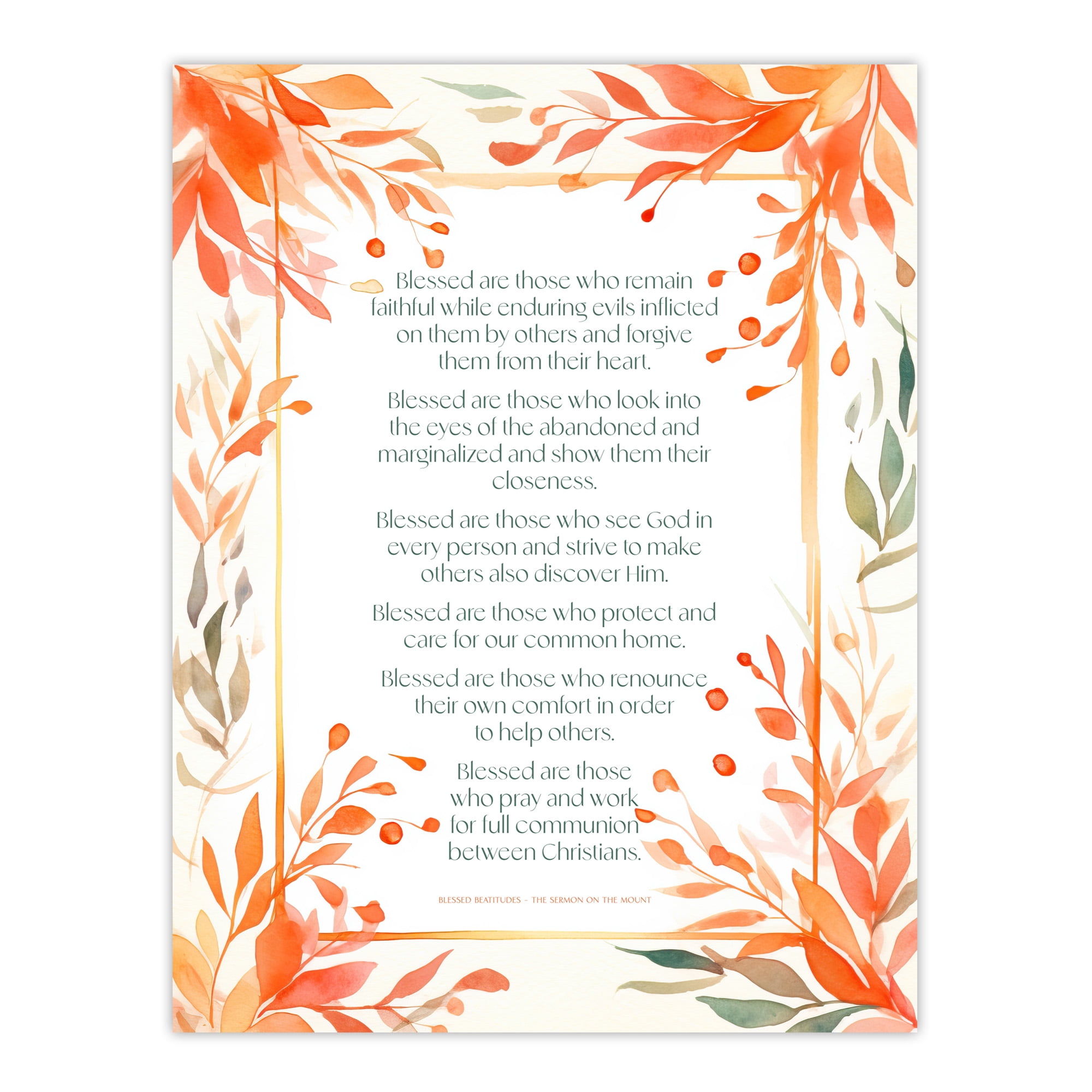 Modern Blessed Beatitudes Orange Pope Francis All Saints Day Quote ...