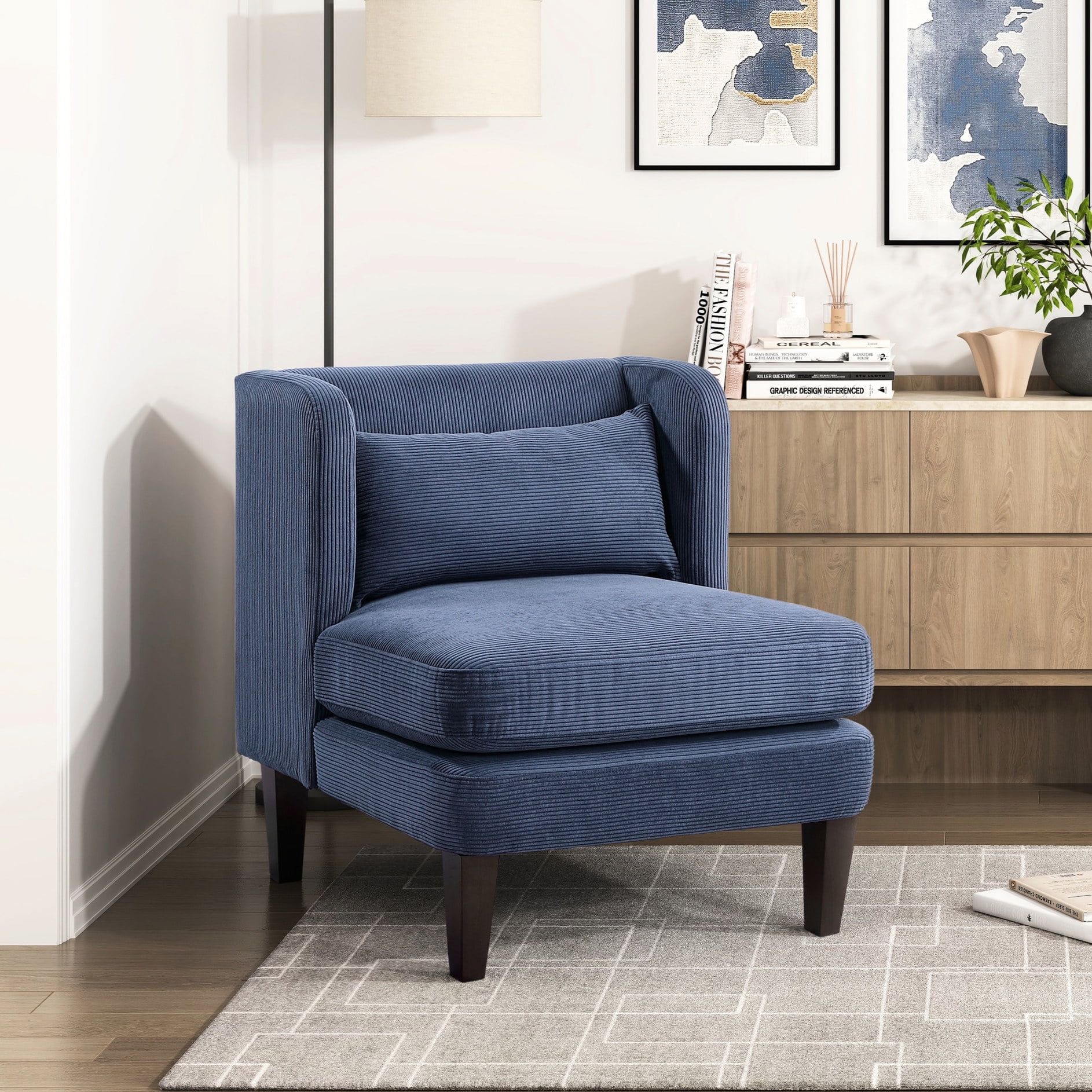 Modern Blue Accent Chair | Suitable for Family Living Rooms | Plywood ...