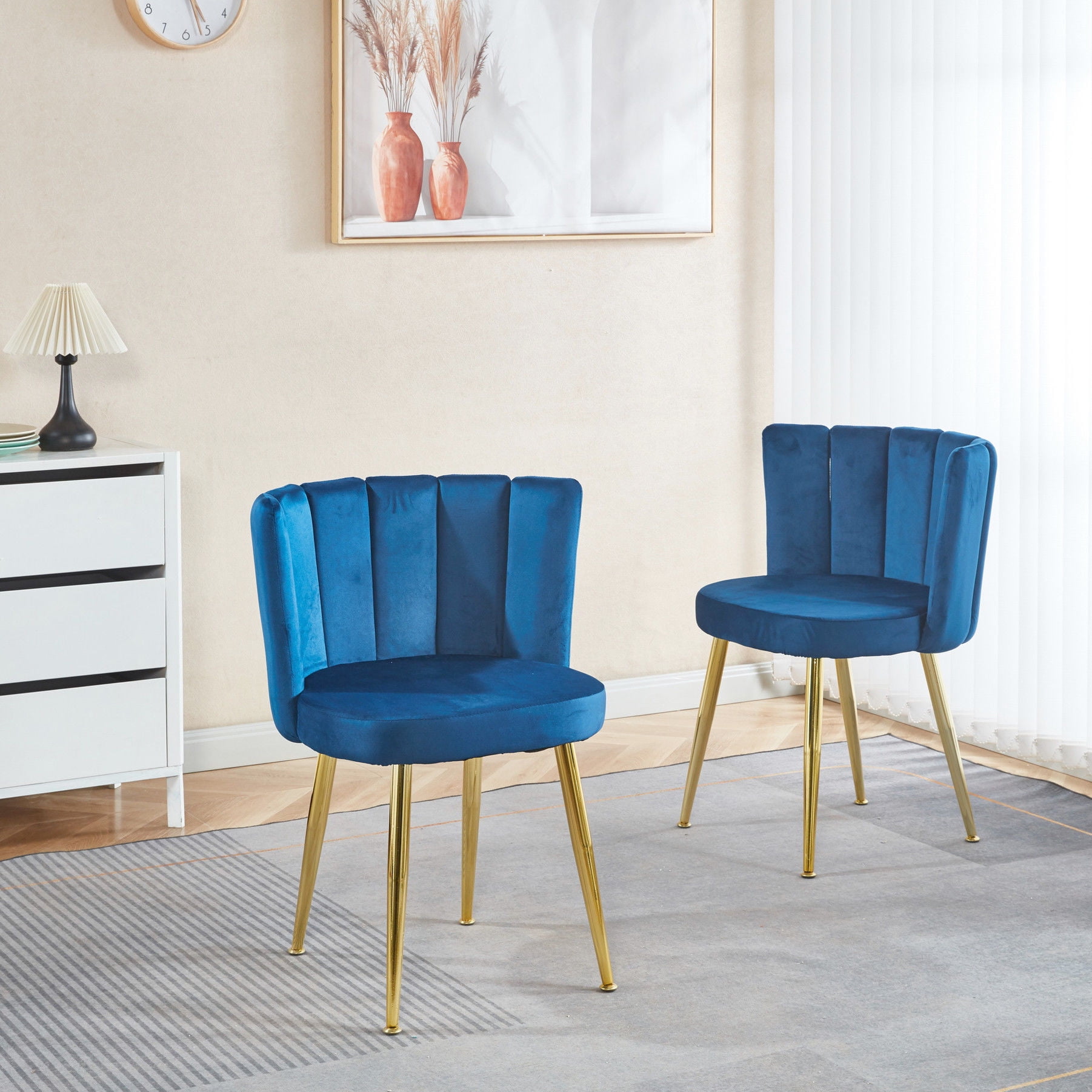 Modern Blue Chairs with Golden Legs / Living Room and Dining Use / Low ...