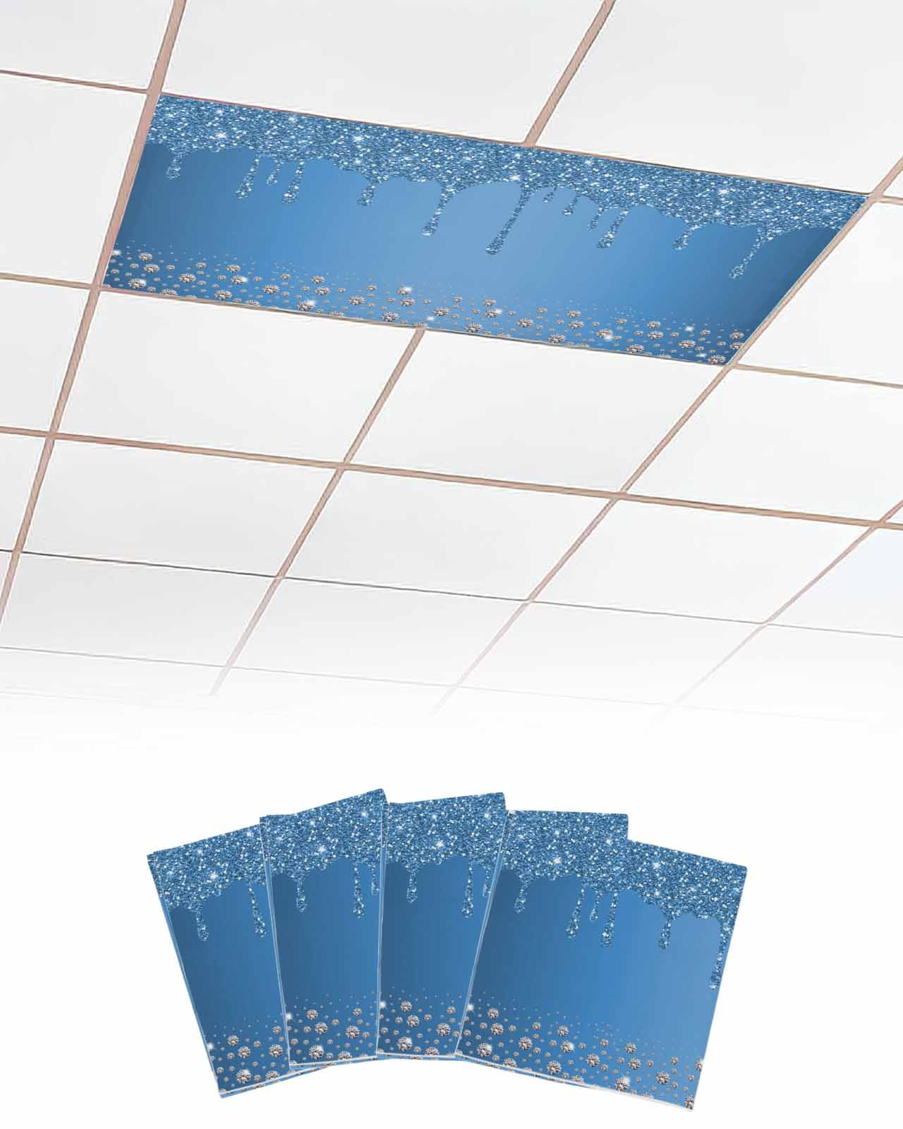 Modern Blue Fluorescent Light Covers for Ceiling Lights 4x2 feet,4 Pack ...