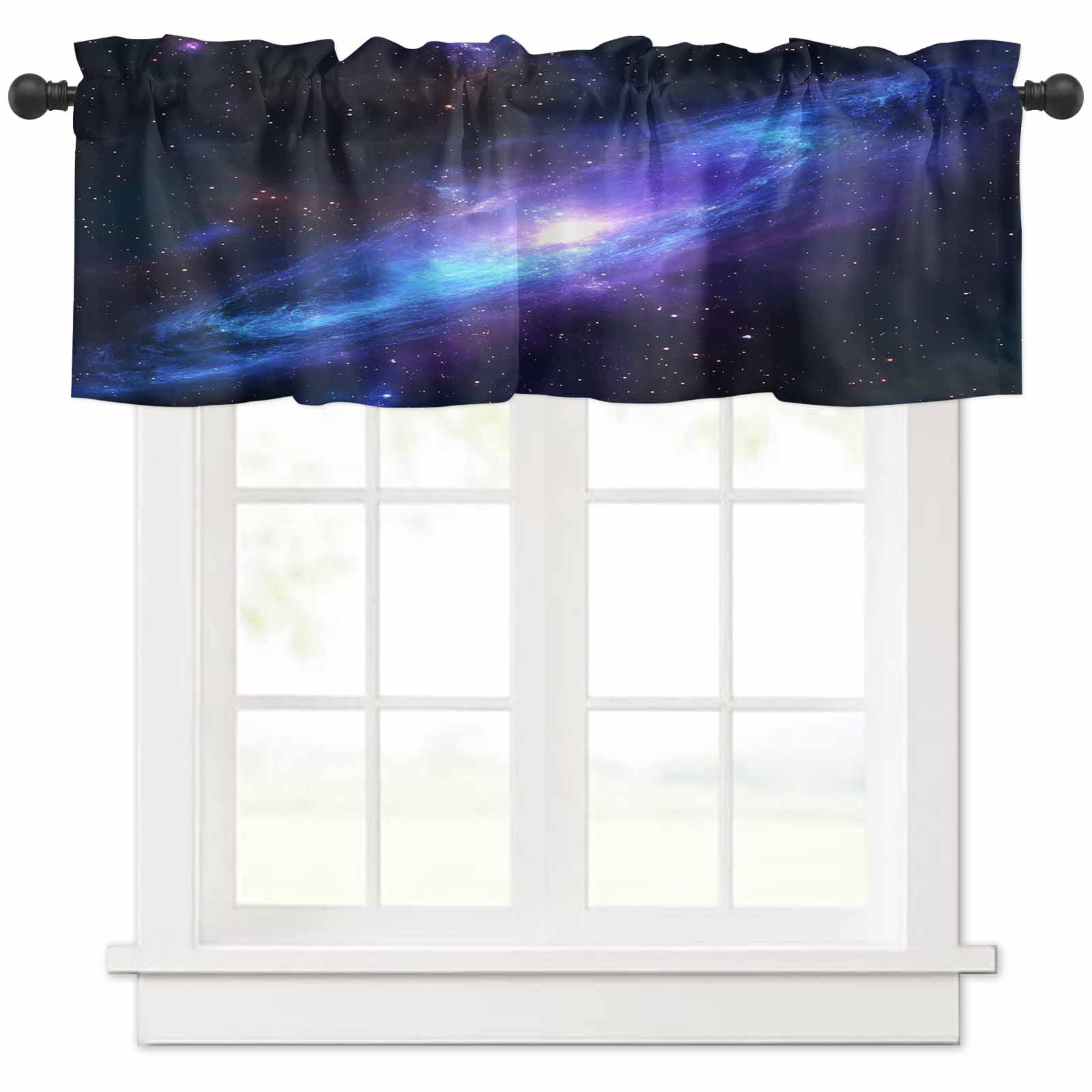 Modern Blue Purple Valances for Windows Farmhouse Kitchen Curtains ...