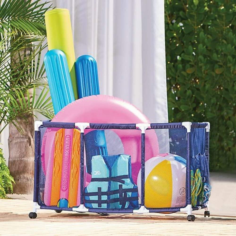 Modern Blue Rolling Pool Toy Storage Cart Bin - 42 Inch L x 24 Inch D x ...