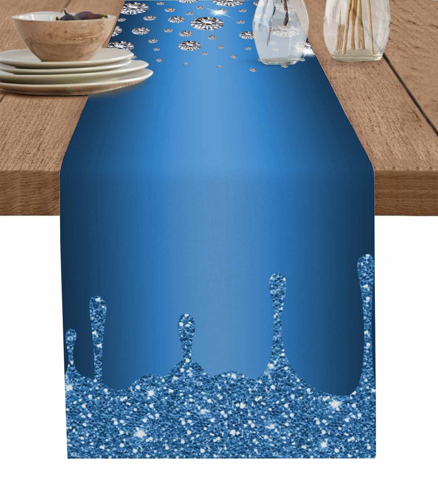 Modern Blue Table Runner Abstract Diamond Luxury Gradient Tablerunners ...