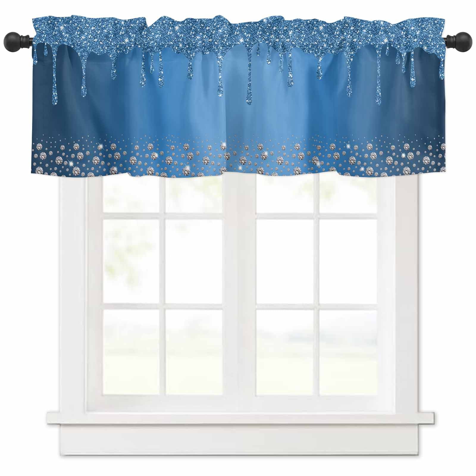 Modern Blue Valances for Windows Farmhouse Kitchen Curtains Valances ...