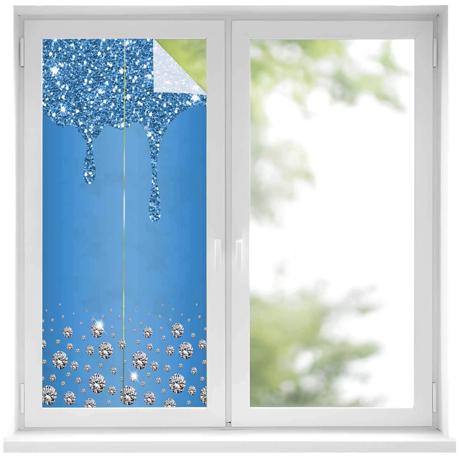 Modern Blue Window Privacy Film, Abstract Diamond Luxury Gradient ...