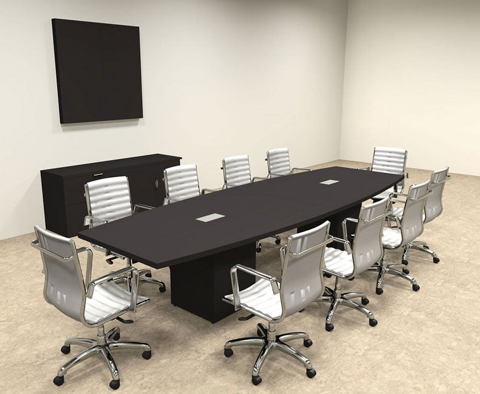 Modern Boat Shaped Cube Leg 12' Feet Conference Table, #OF-CON-CQ24 ...