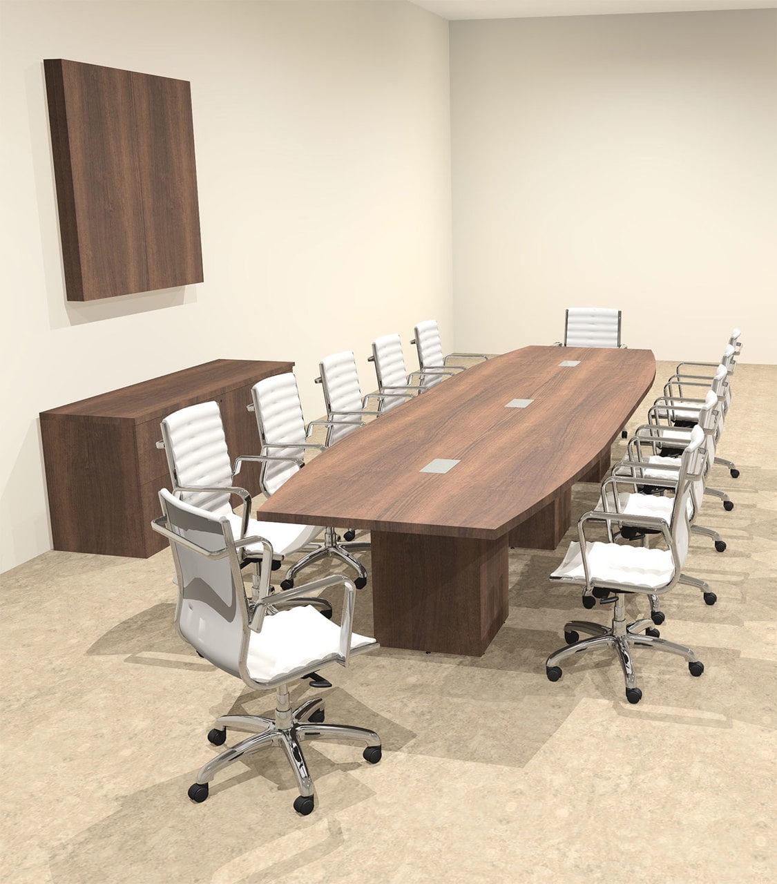 Modern Boat Shaped Cube Leg 14' Feet Conference Table, #OF-CON-CQ35 ...