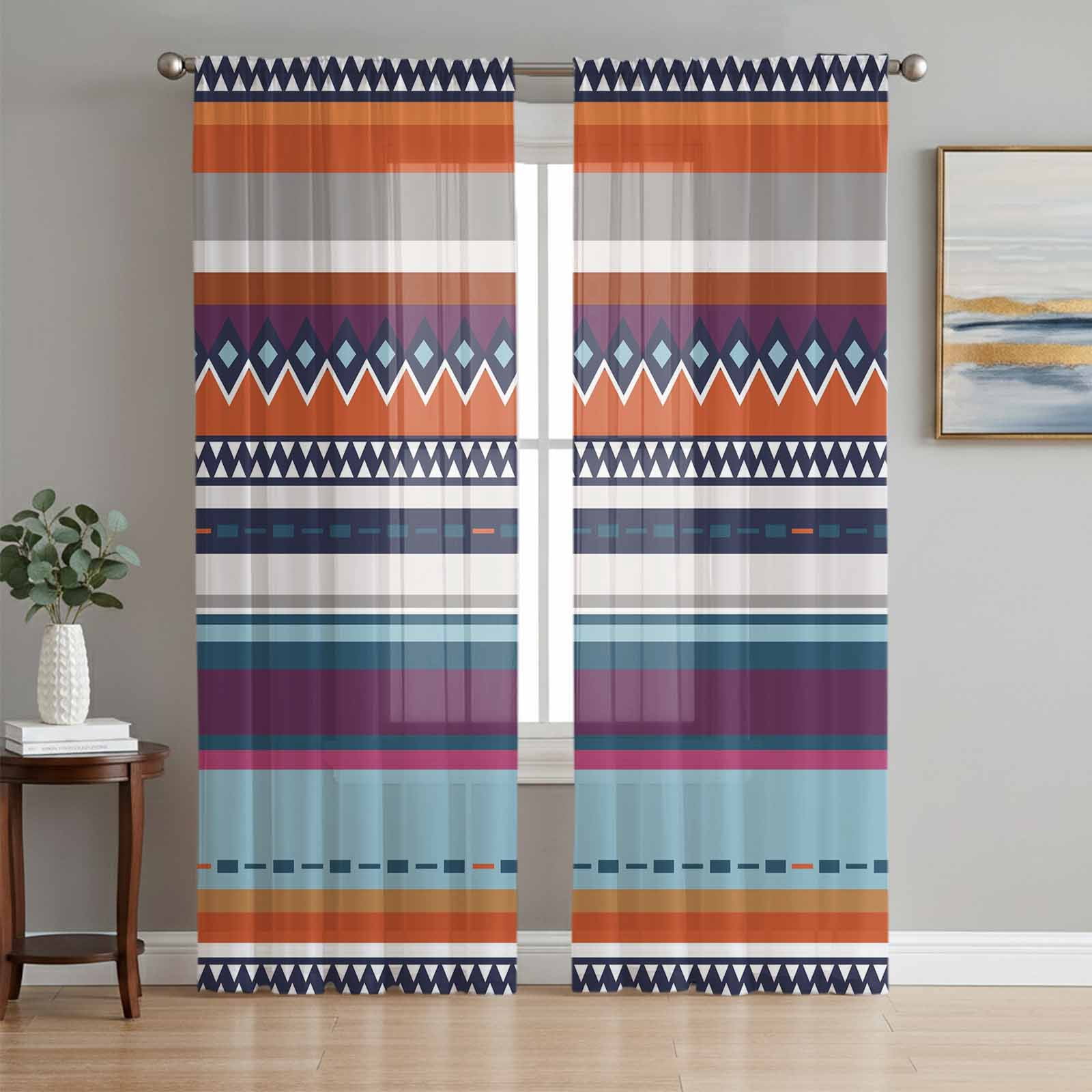 Modern Bohemian Sheer Curtains 72 Inch Length 2 Panels for Living Room ...