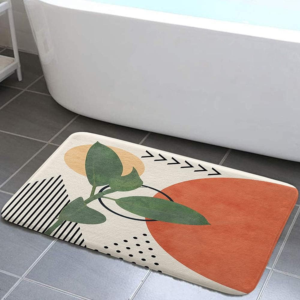 Modern Boho Bathroom Rug, Non Slip Aesthetic Minimalist Mid Century ...