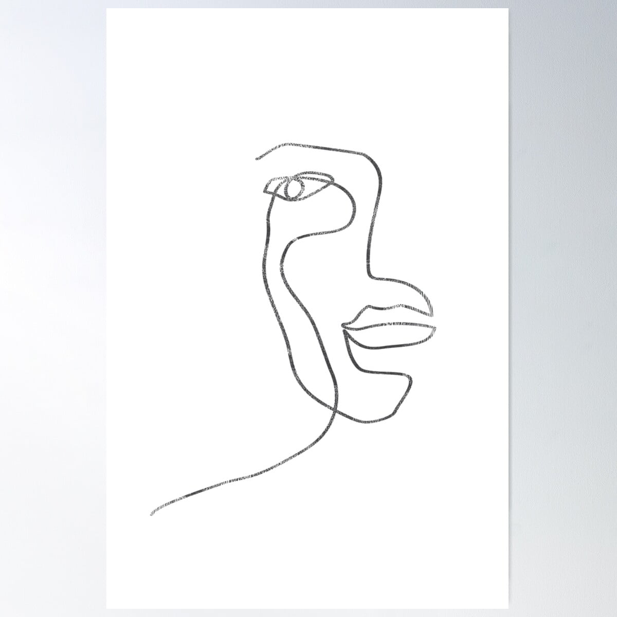 Modern Boho Black And White Abstract Face Line Drawing Poster Wall Art ...